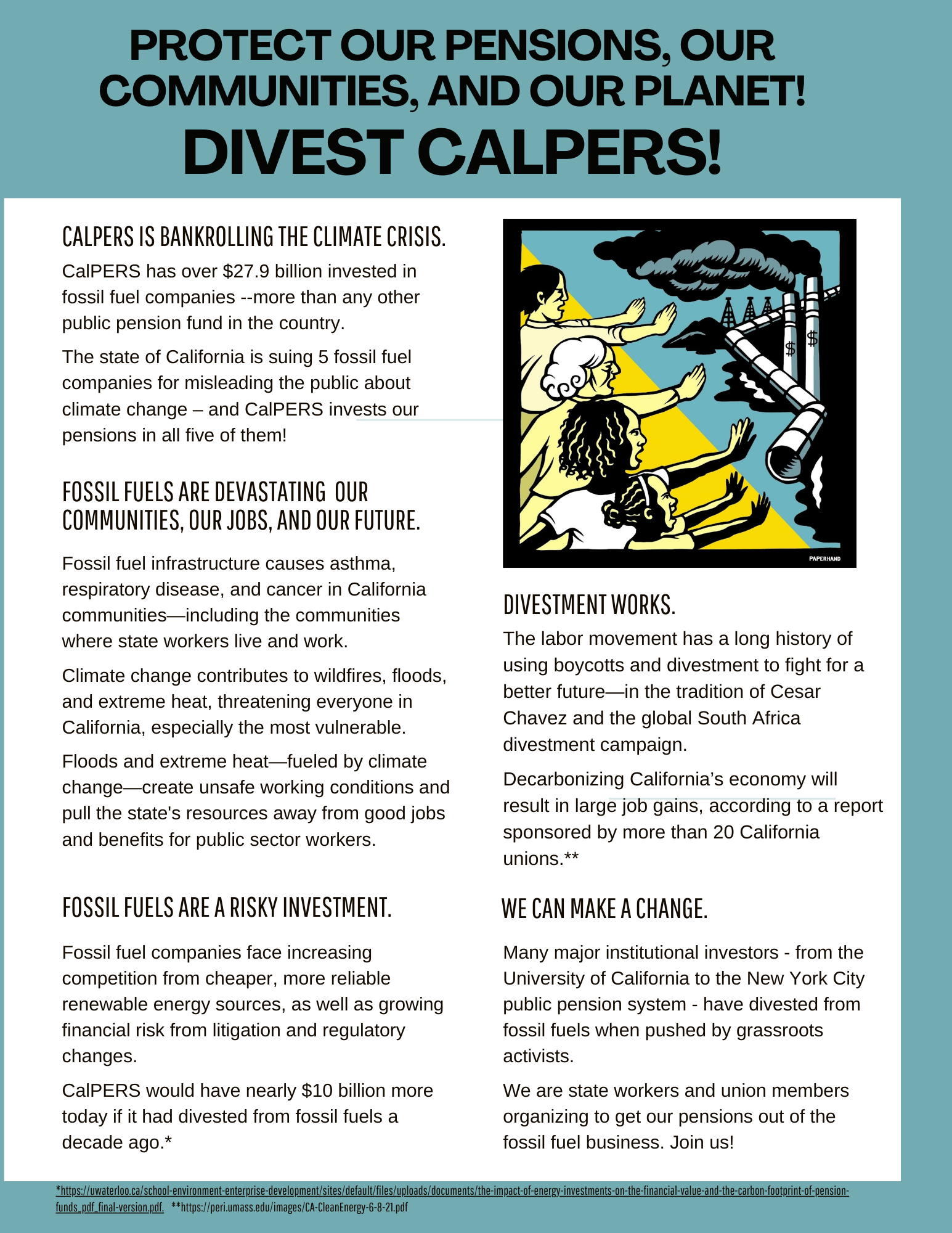 Divest CalPERS One-Pager - Fossil Free California